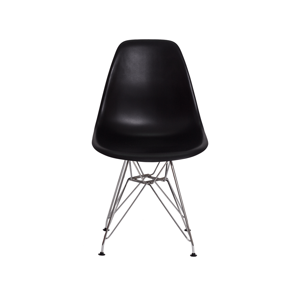 Cadeira Eiffel Eames Preta Base Cromada Sala Cozinha Jantar - Waw Design Cadeira Eiffel Eames Preta Base Cromada Sala Cozinha Jantar - Waw Design